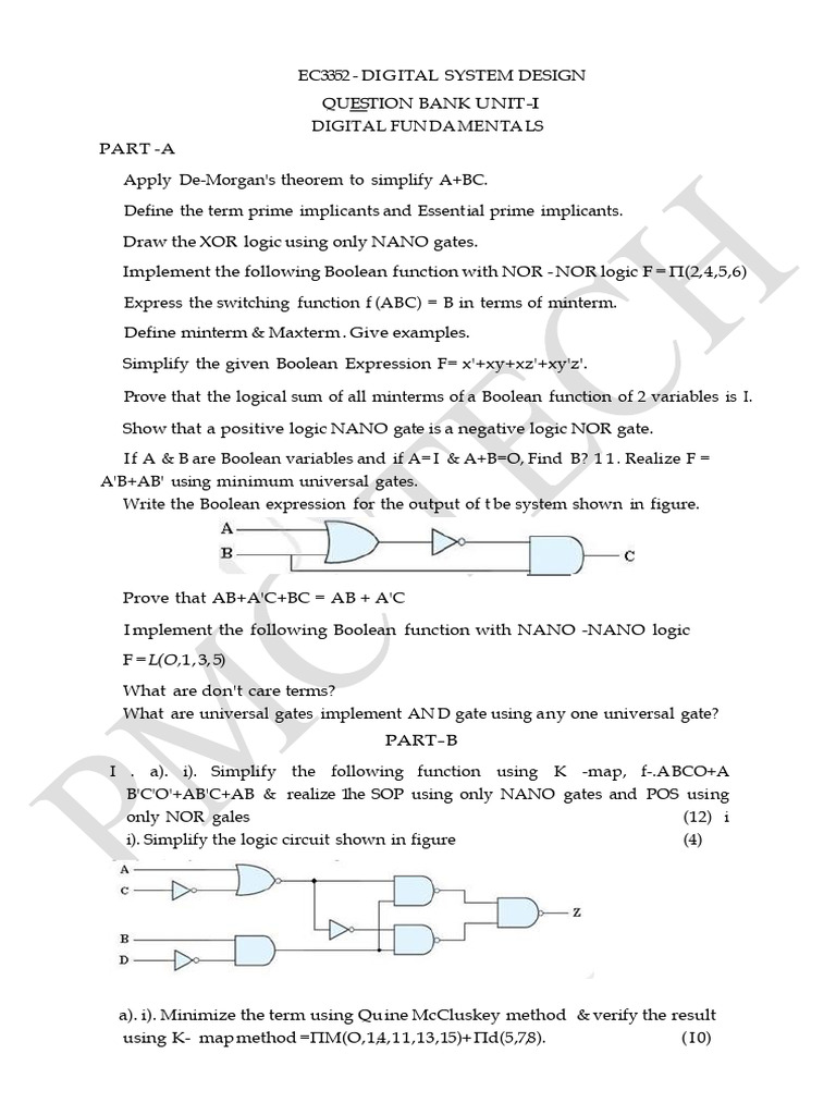 PUEC3TL02 Question Bank | PDF | Logic Gate | Electronics