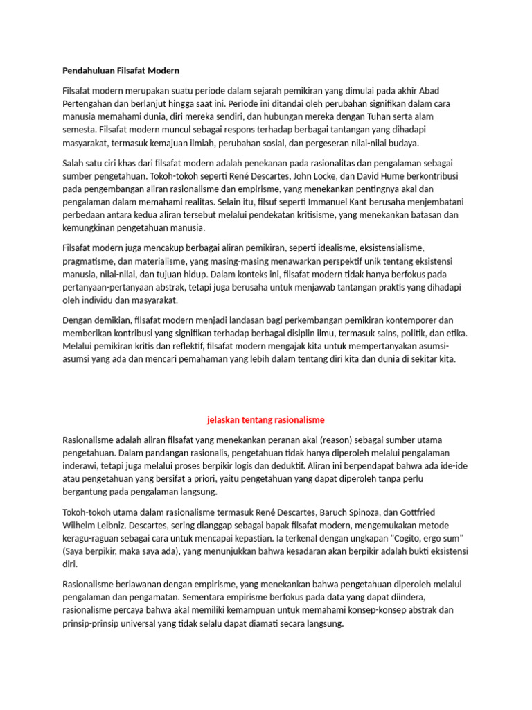 Filsafat Modern | PDF | Filsafat