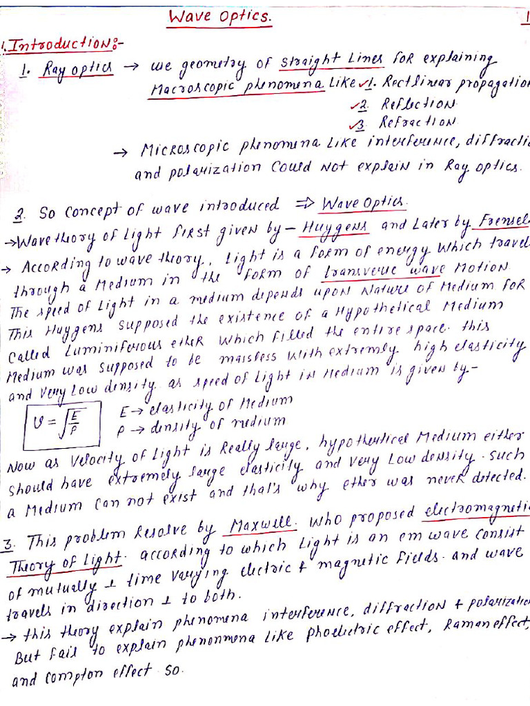 Ch10 Wave Optics Class 12th | PDF