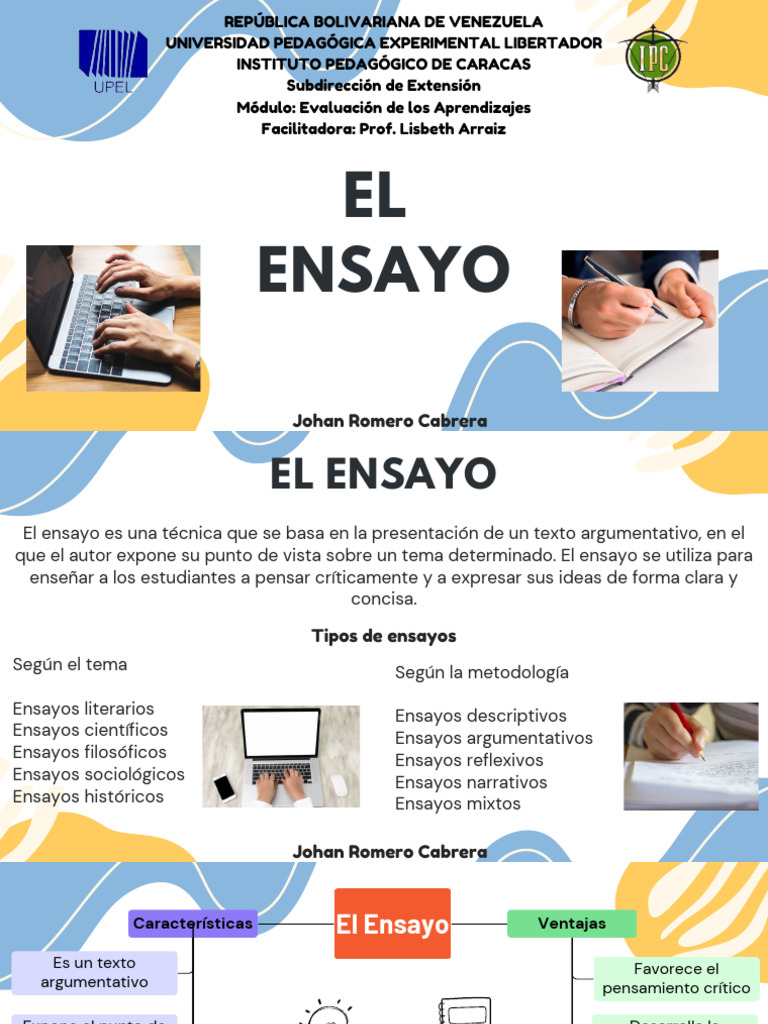 El Ensayo - Taller No. 3 - Johan Romero | PDF | Ensayos | Ciencia cognitiva