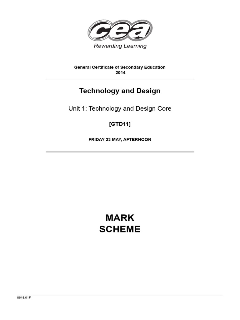 GCSE TECH Past Papers Mark Schemes Standard MayJune Series 2014 14674 ...
