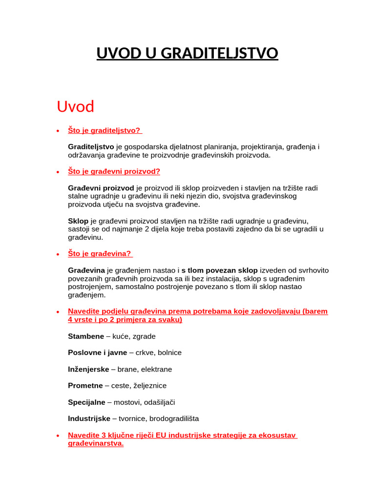 Uvod U Graditeljstvo | PDF