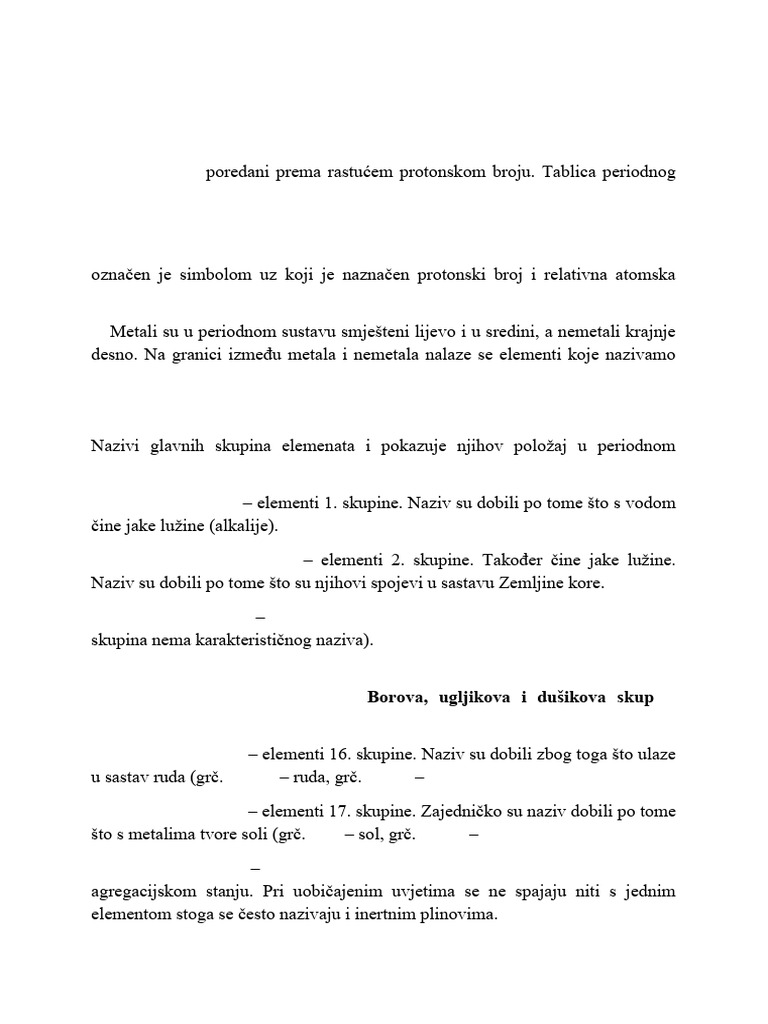 Periodičnost Svojstava Metala I Nemetala | PDF