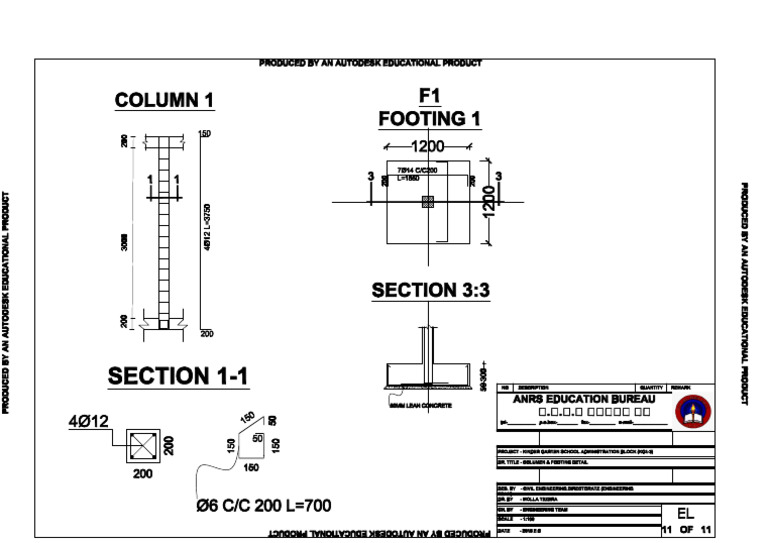 Admin Block DWG by Molla-11. ST Col & Fot Detail | PDF