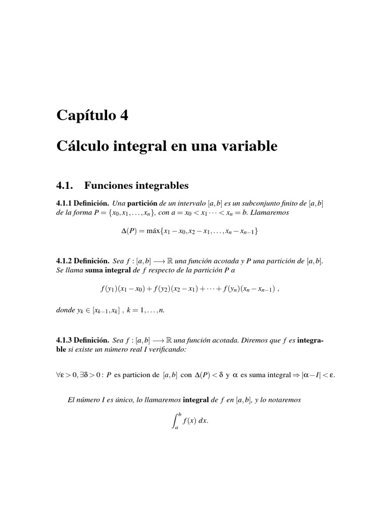 Capitulo 4-Integracion | PDF | Integral | Derivado