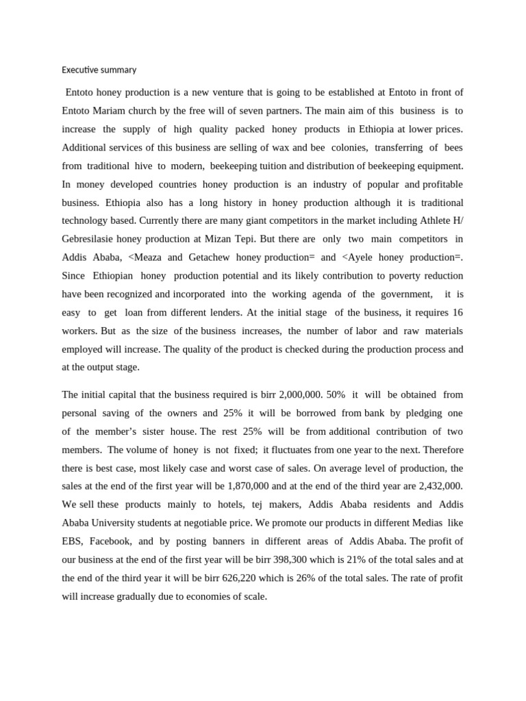 Executive Summary | PDF | Beekeeping | Beehive Executive Summary | PDF | Beekeeping | Beehive