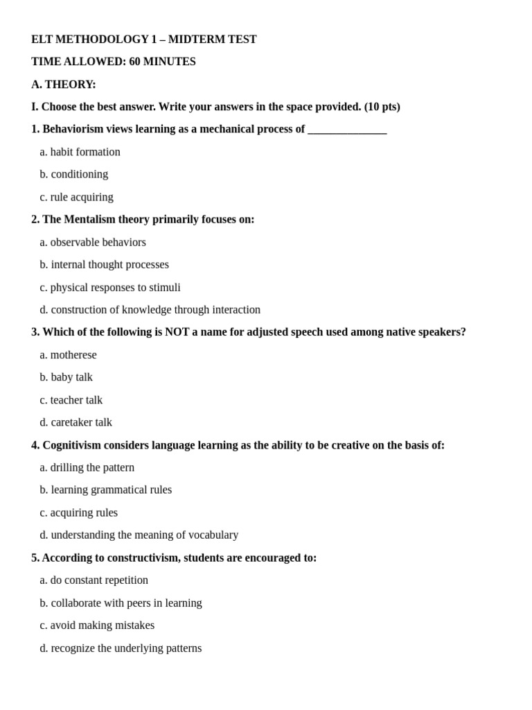 Elt Methodology 1 | PDF | Learning | Learning Theory (Education)