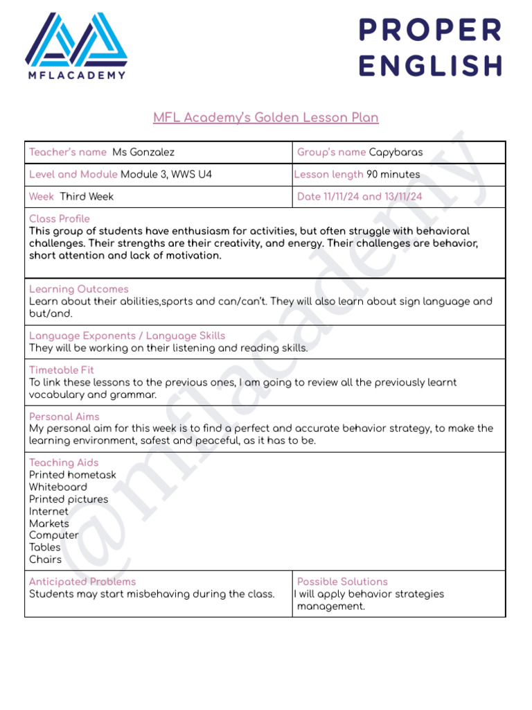 MFL Academy Lesson Plan: Module 3 | PDF | Language Education | Cognitive Science
