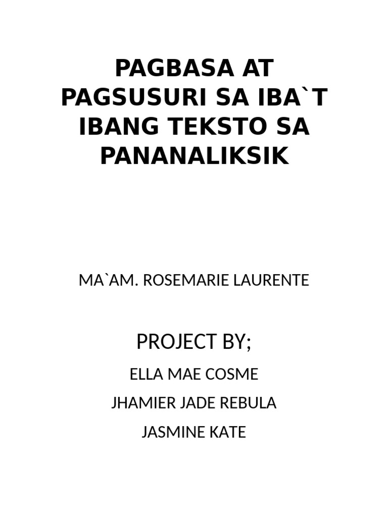 Pagbasa at Pagsusuri Sa Iba | PDF