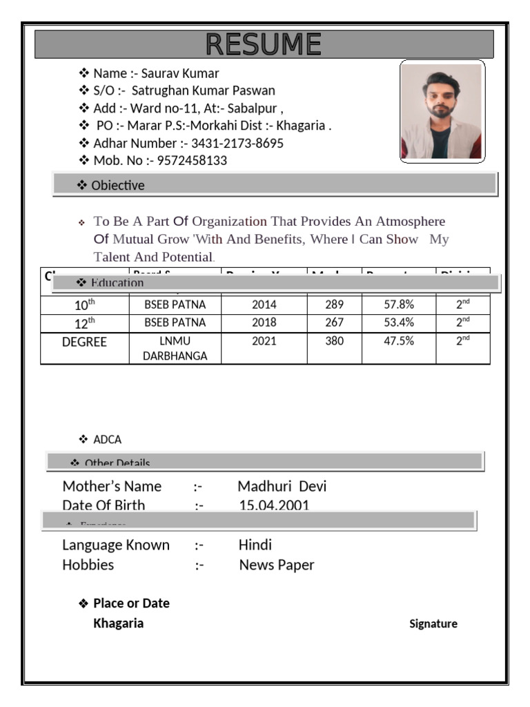 Resume1 (2) SOURAV | PDF