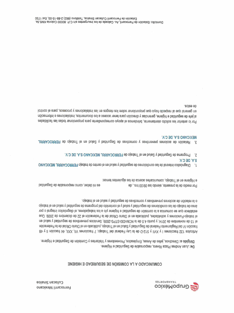 Comunicado de Seguridad e Higiene | PDF