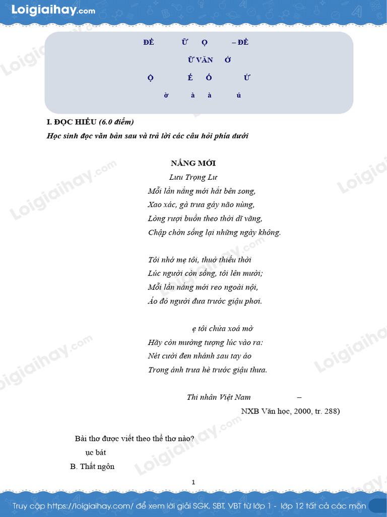 De Thi Giua Ki 1 Van 11 Ket Noi Tri Thuc de So 1 1696497422 | PDF