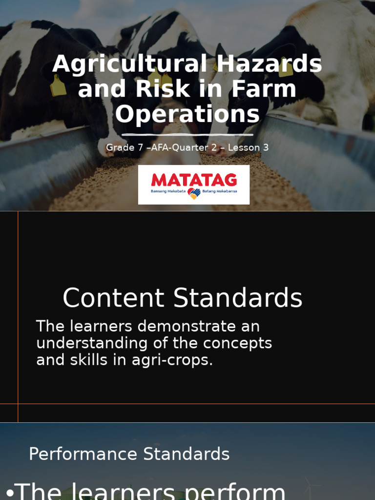 Agricultural Hazards and Risk in Farm Operations: Grade 7 - AFA-Quarter ...