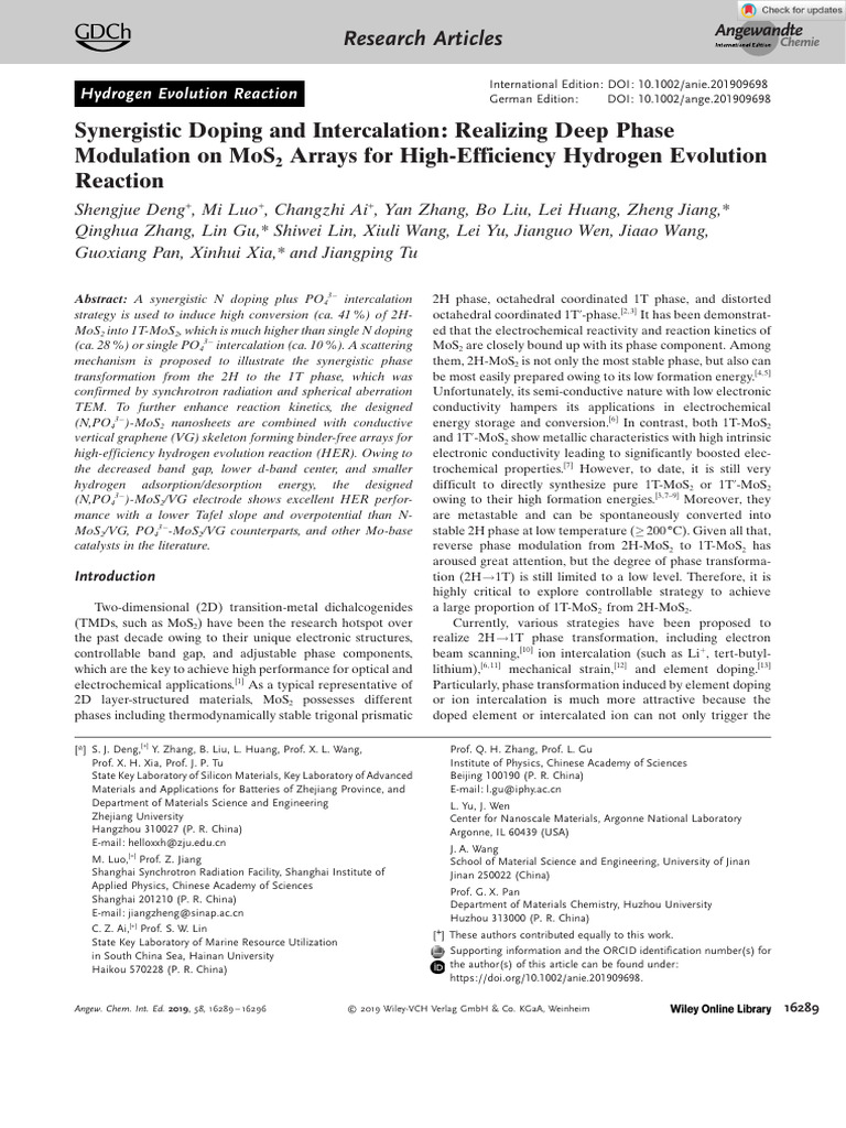 Angew Chem Int Ed - 2019 - Deng - Synergistic Doping and Intercalation Realizing Deep Phase ...