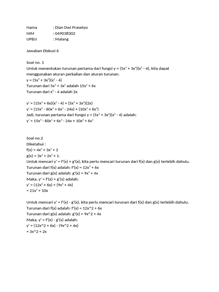 Diskusi 6 Matematika Ekonomi | PDF | Sains & Matematika