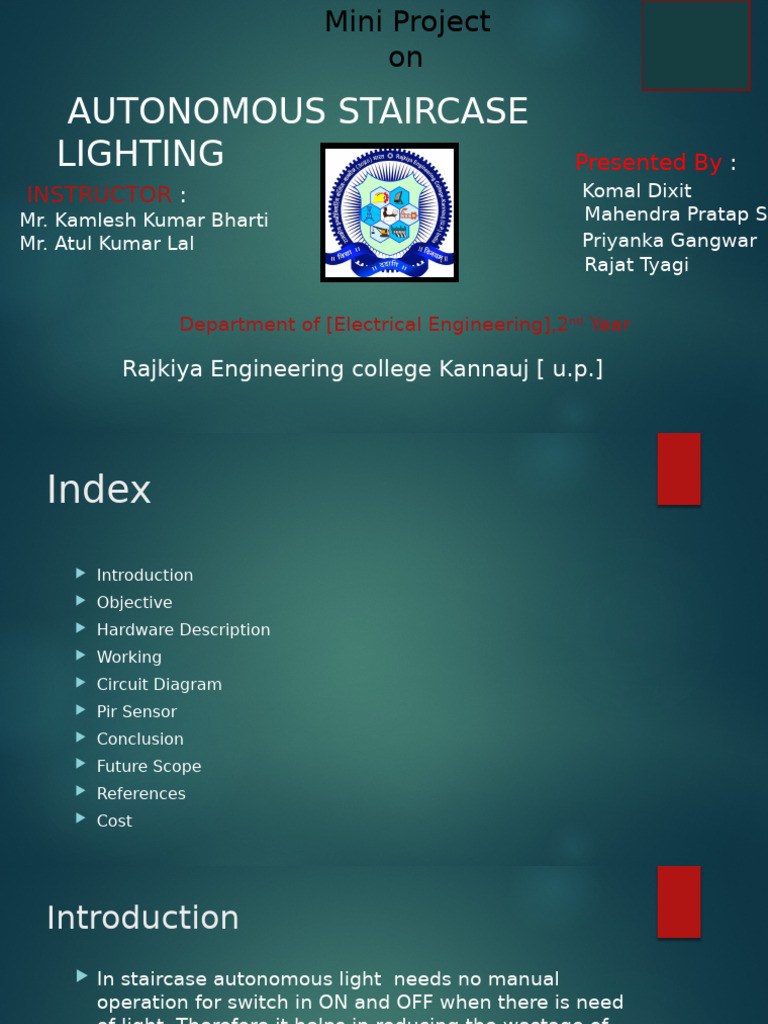 Autonomous Staircase Lighting: Instructor | PDF | Relay | Capacitor