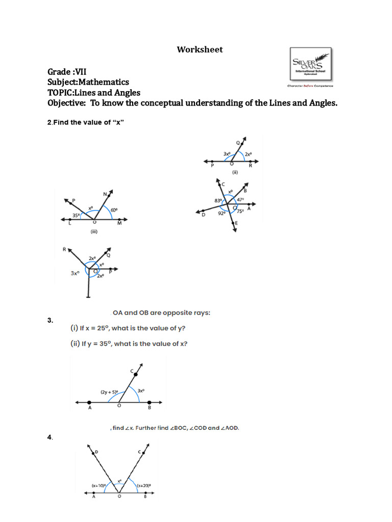 Grade 7 Math: Lines & Angles | PDF