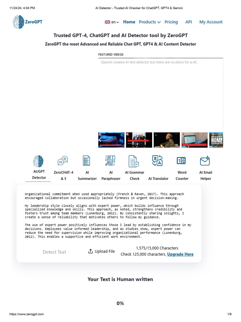 AI Detector - Trusted AI Checker For ChatGPT, GPT4 & Gemini | PDF | Artificial Intelligence ...
