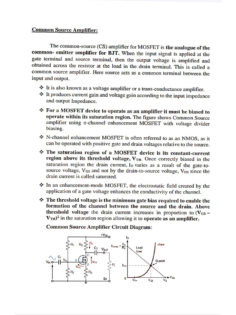 Common Source Amplifier-1 | PDF