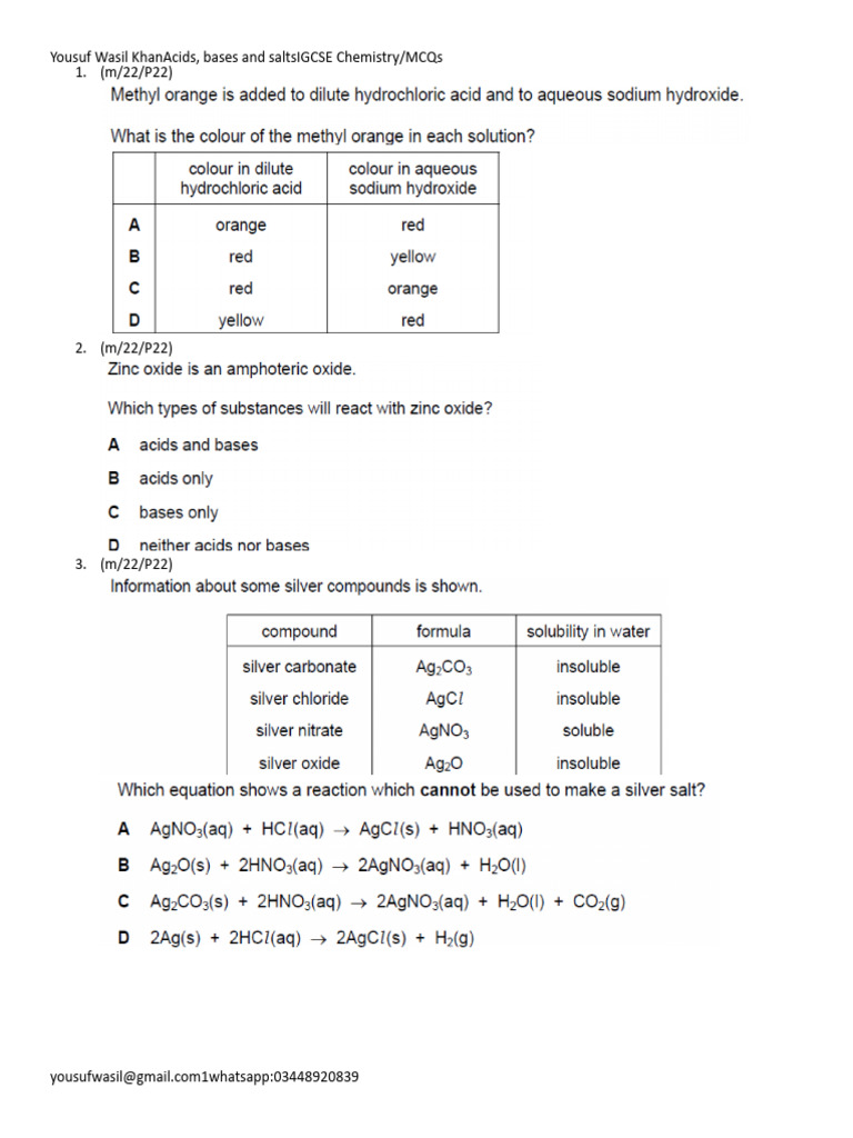 Chemistry IGCSE Chapter 7 Acids, Bases and Salt | PDF | Technology & Engineering