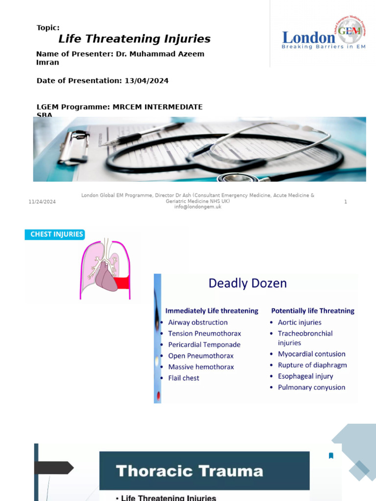 Life Threatening Injuries | PDF