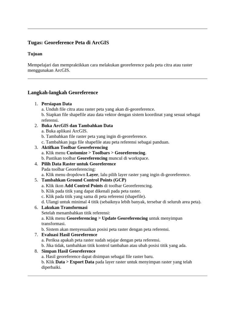 Panduan Georeference di ArcGIS | PDF | Metode & Bahan Ajar