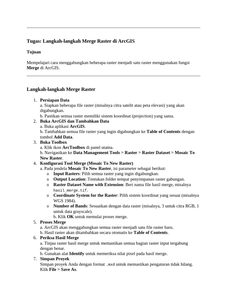 Panduan Merge Raster di ArcGIS | PDF