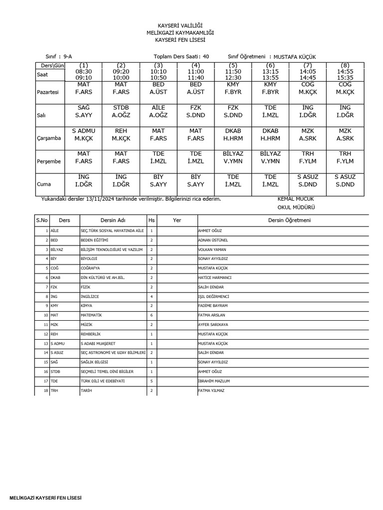 18.11.2024 Sınıf Prg. | PDF