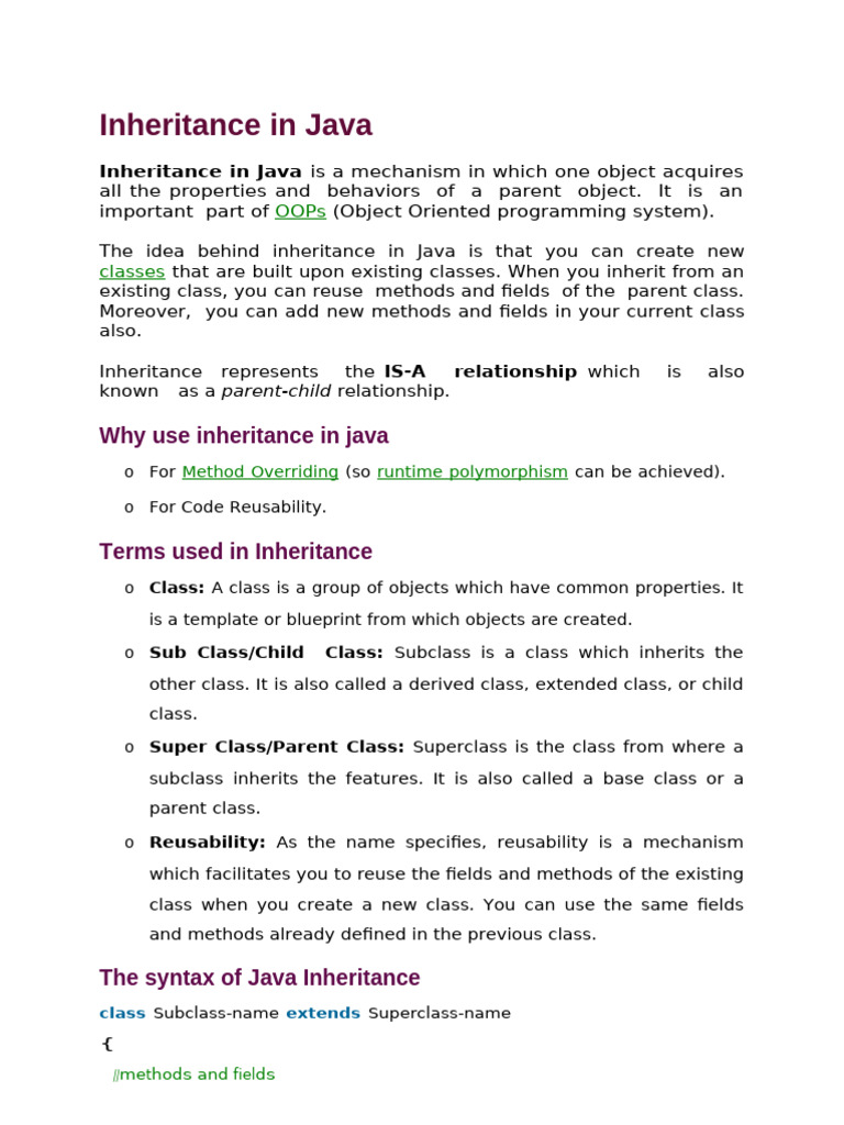 Bcs306amodule 3 Pdf Inheritance Object Oriented Programming Class Computer Programming