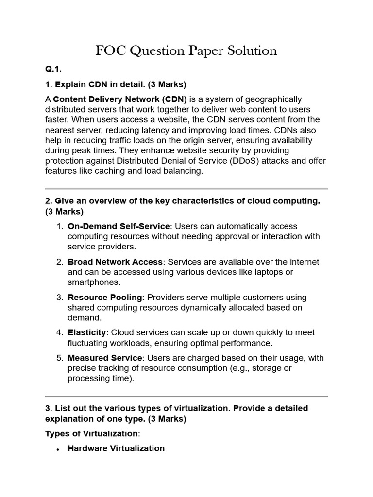 FOC Question Paper Solution N | PDF | Cloud Computing | Virtualization