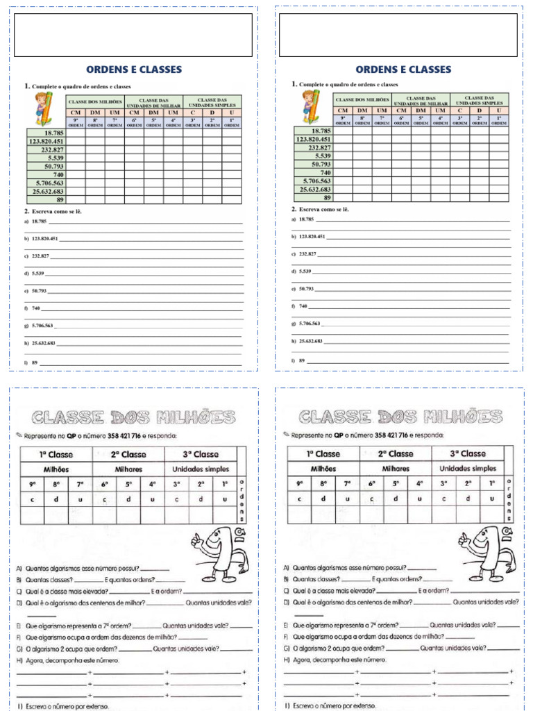 Atividade de Matemática - Ordens e Classes 2 | PDF | Negócios