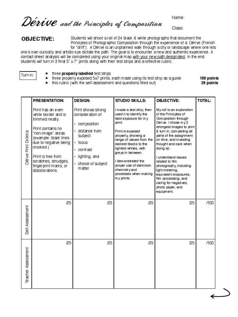 Dérive Rubric | PDF | Composition (Visual Arts) | Exposure (Photography)