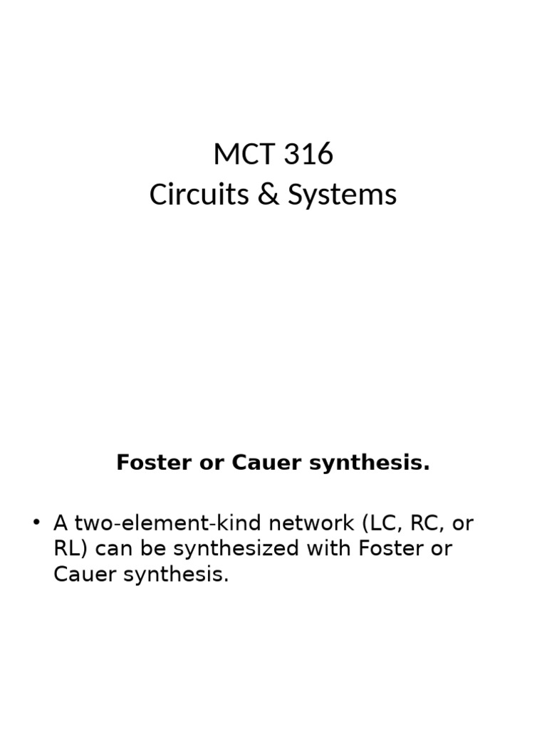 22 MCT 316 Circuits & Systems | PDF | Electronic Filter | Electrical ...