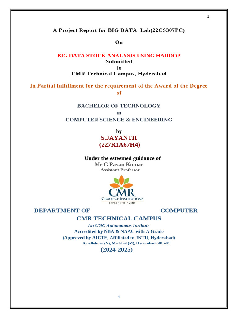 bda pj report | PDF | Apache Hadoop | Map Reduce