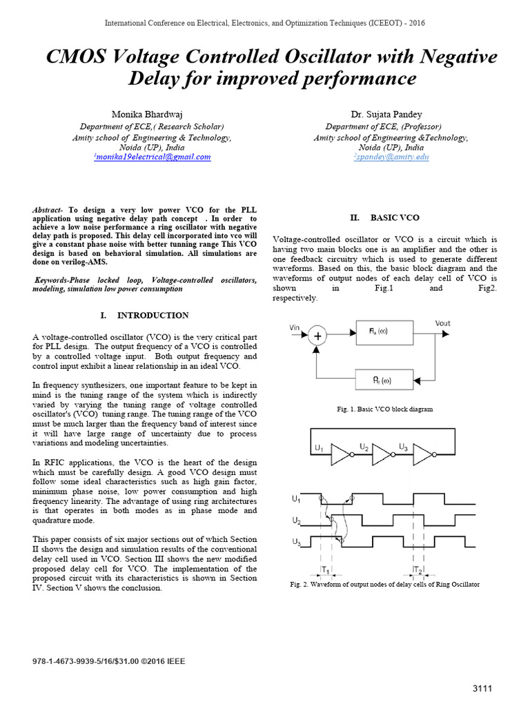CMOS Voltage Controlled Oscillator With Negative Delay For Improved ...