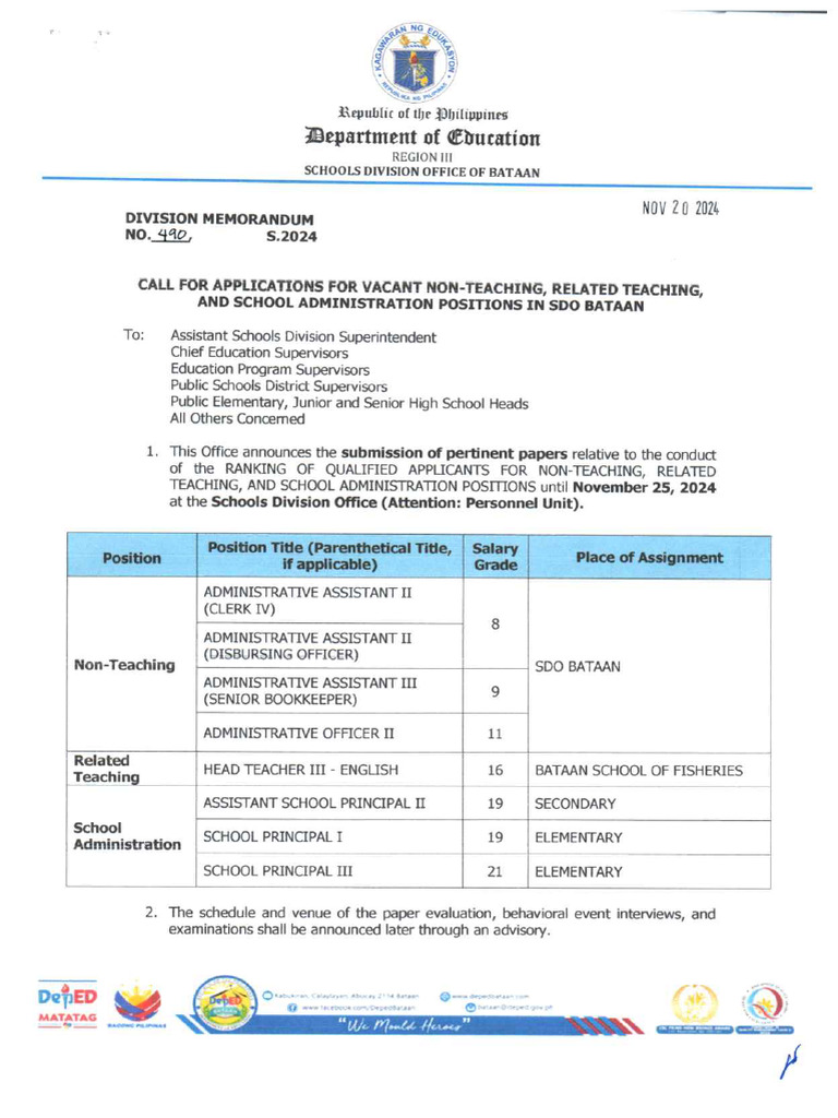 Division Memorandum No. 490 S. 2024 1 | PDF