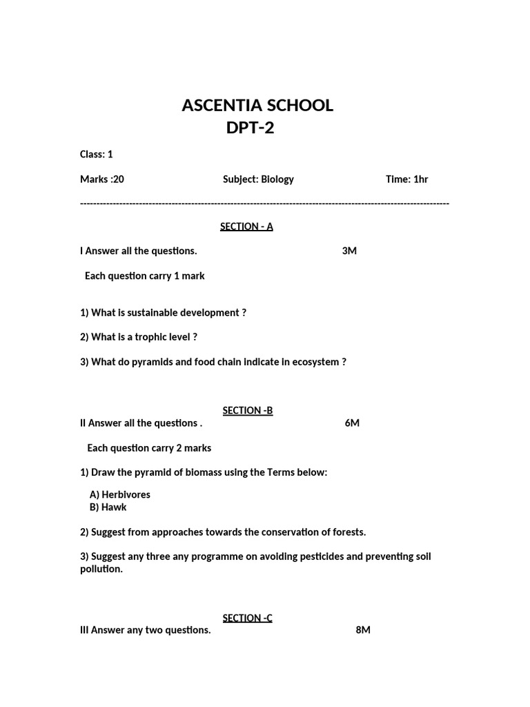 Class 10 Bio DPT 2 | PDF