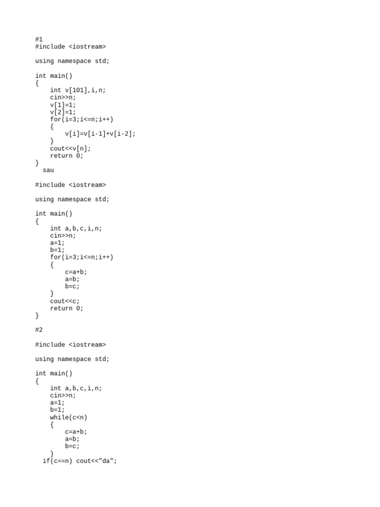Fibonacci Sequence Programs | PDF