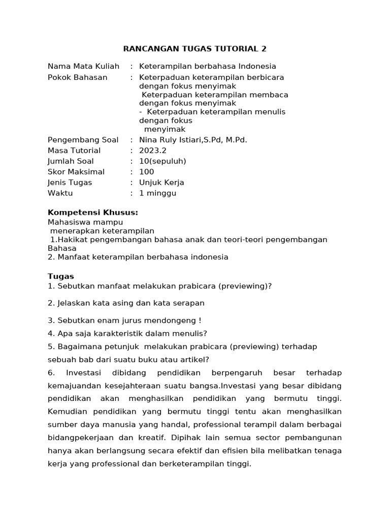 Rancangan Tugas Tutorial 2 | PDF