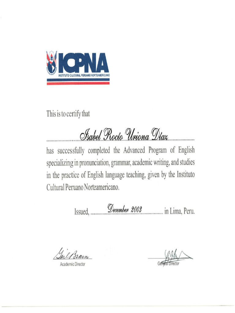 ICPNA Advance 311203 | PDF