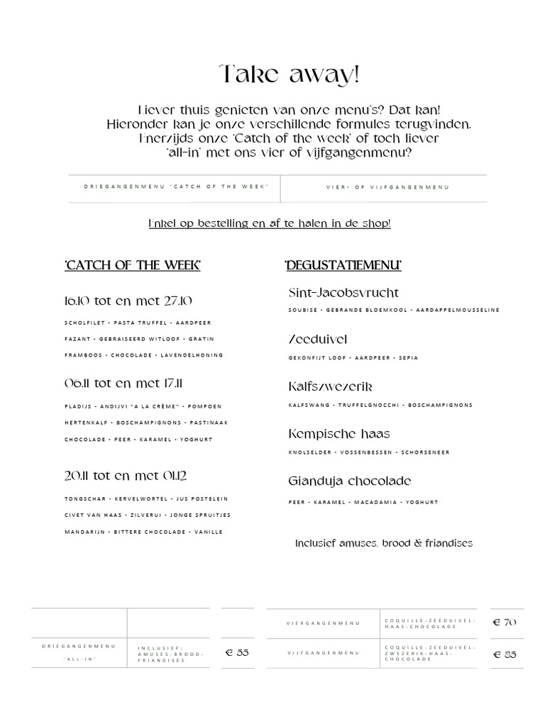 Take Away Menus Oktober November | PDF
