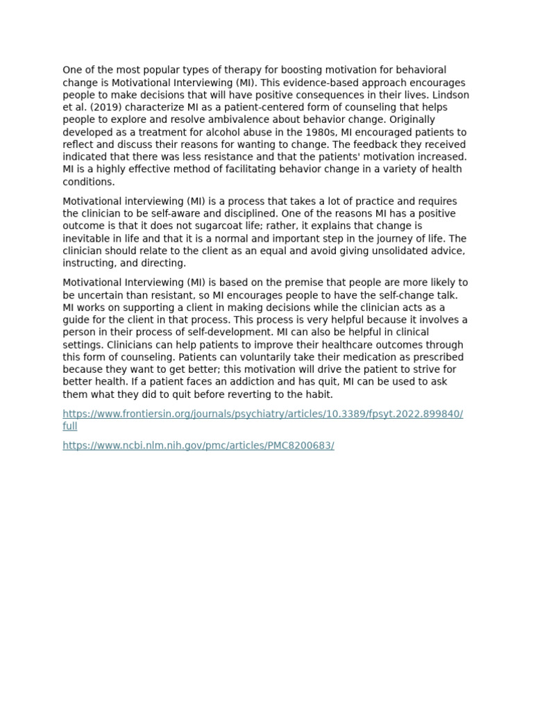 Motivational Interview | PDF | Career & Growth