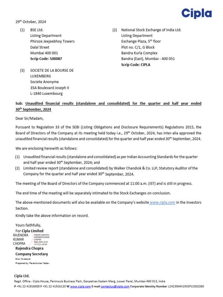 Scrip Code: 500087 Scrip Code: CIPLA | PDF | Expense | Judgment (Law)