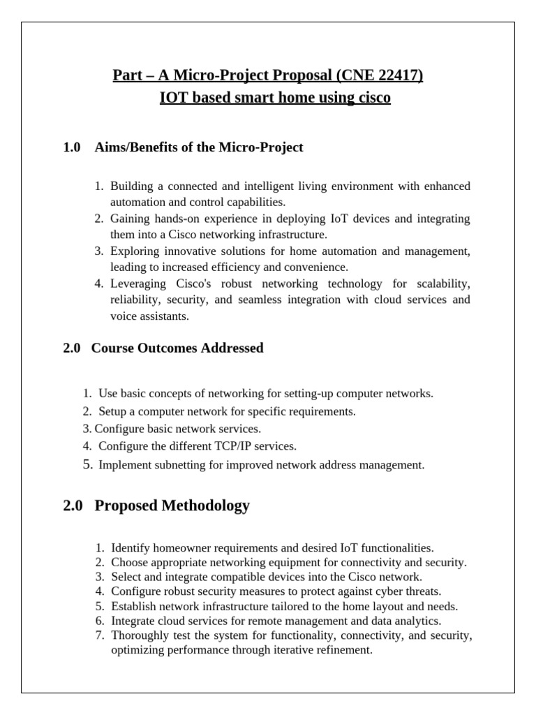 IoT Smart Home Project Proposal Using Cisco | PDF | Technology ...