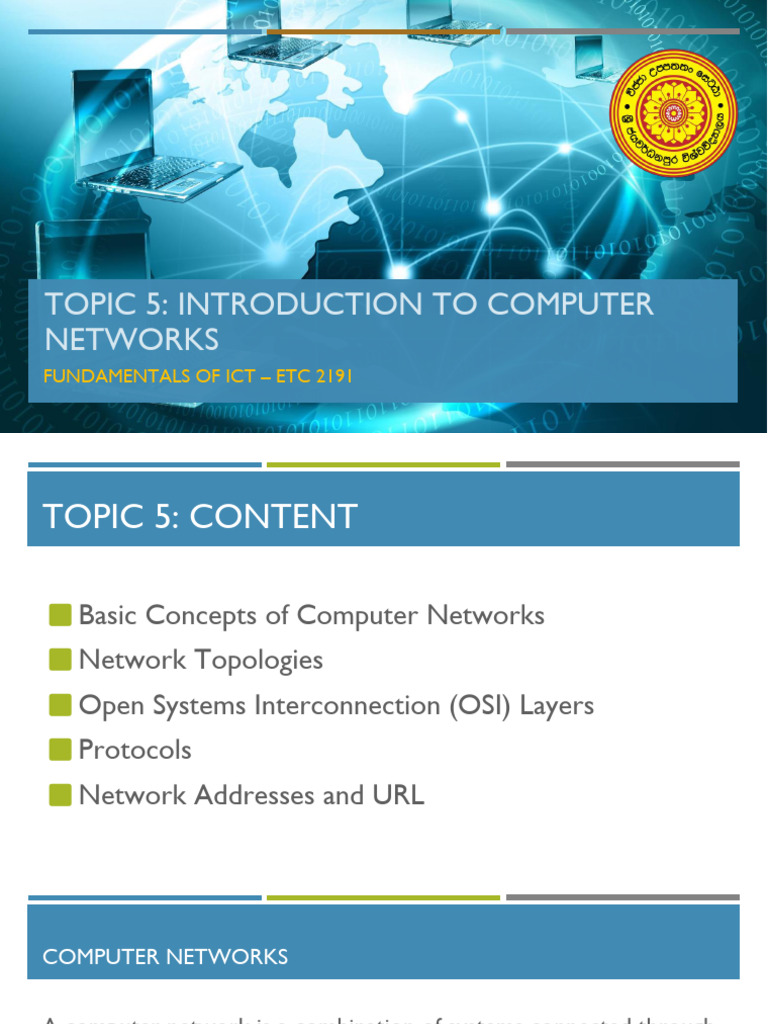 Topic 5: Introduction To Computer Networks: Fundamentals of Ict ETC 2191 | PDF | Computer ...