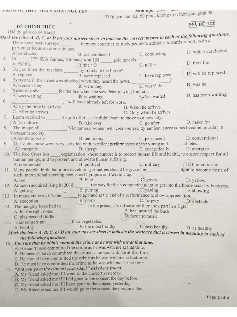 Final Test English Grade 12 | PDF