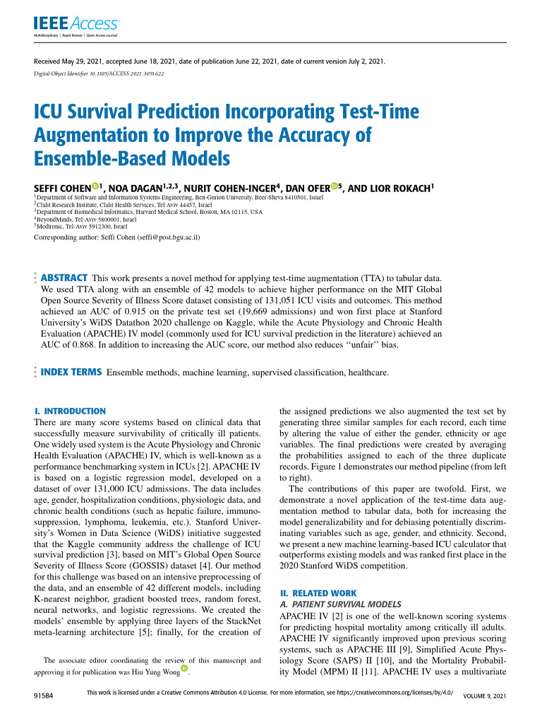 ICU Survival Prediction Incorporating Test-Time Augmentation To Improve ...