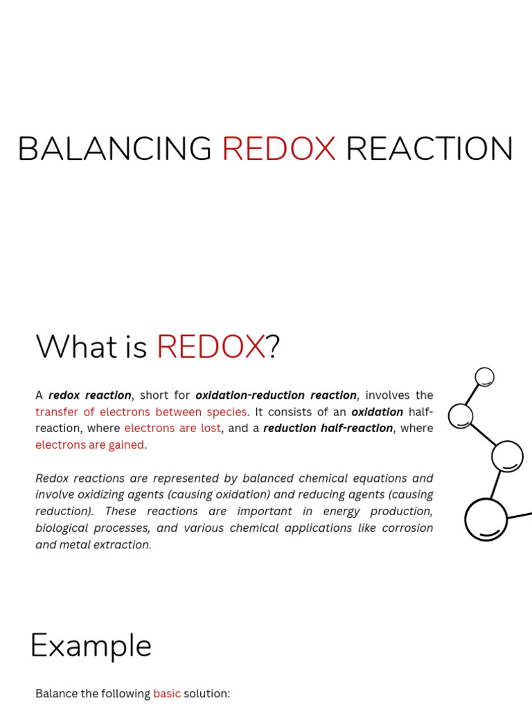 Balancing Redox Reactions in Chemistry | PDF