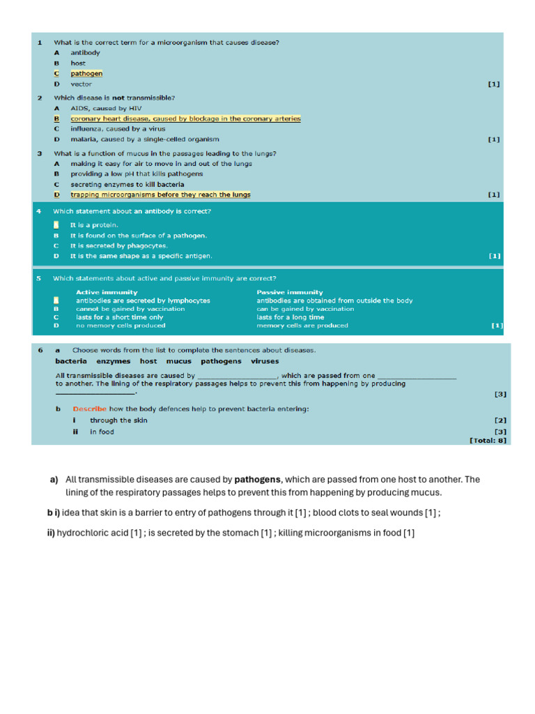 Chapter 10 (Diseases and Immunity) Exam Style Questions | PDF | Foreign ... Chapter 10 (Diseases and Immunity) Exam Style Questions | PDF | Foreign ...