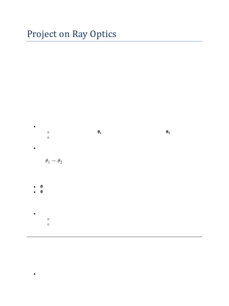 Project On Ray Optics | PDF | Optics | Reflection (Physics)